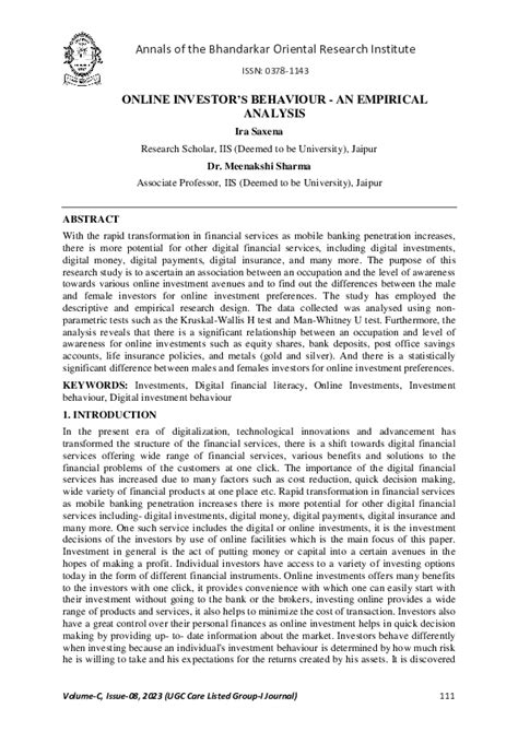 Pdf Online Investors Behaviour An Empirical Analysis