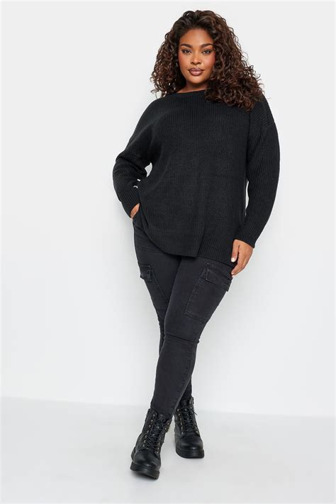 Yours Plus Size Black Drop Shoulder Knitted Jumper Yours Clothing