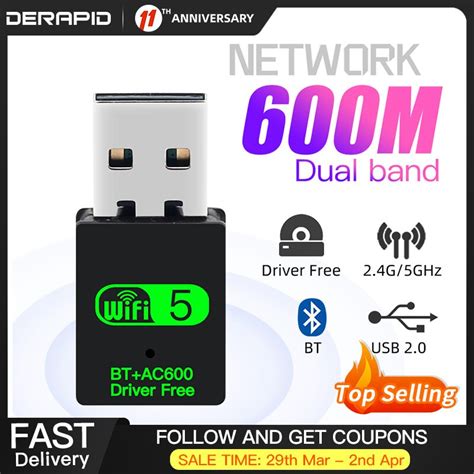 Usb Wifi Bluetooth Adapter 600mbps Dual Band 245 Vicedeal