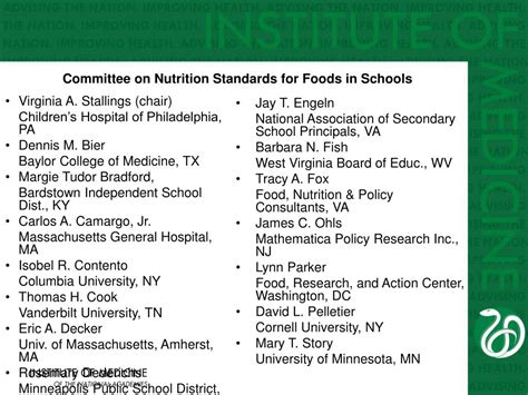 Ppt National Nutrition Standards In The Schools School Nutrition