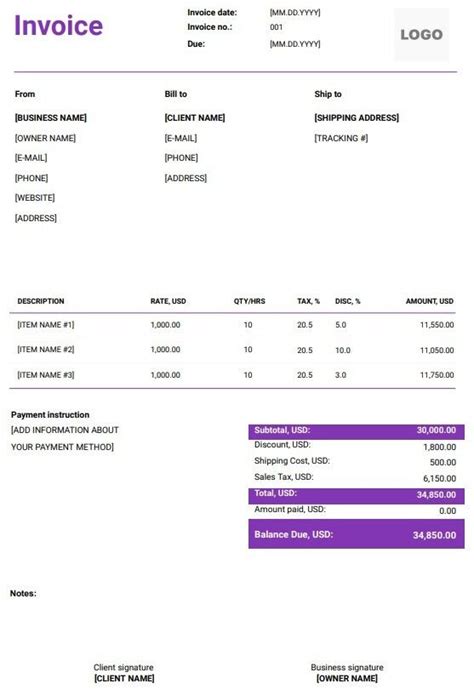 FREE Landscaping Invoice Templates Word Excel PDF