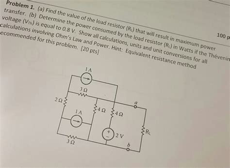 solved find the value of the load resistor r l that will