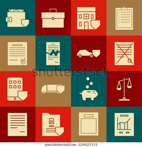 Set Document Graph Chart Scales Justice Stock Vector Royalty Free