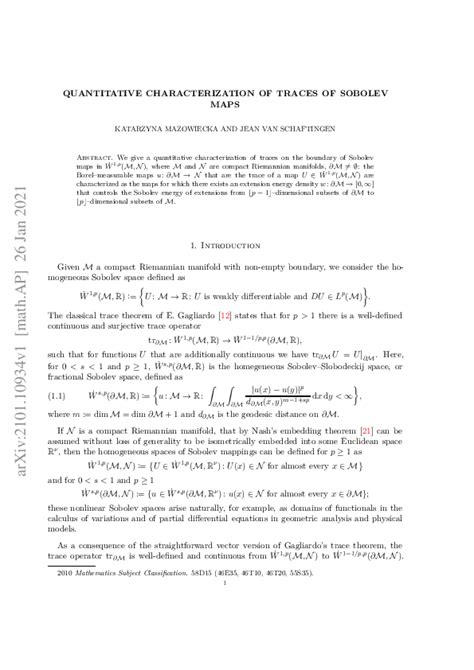 Pdf Quantitative Characterization Of Traces Of Sobolev Maps