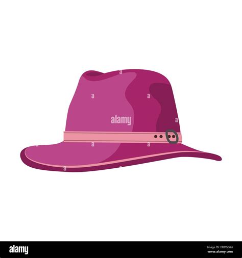 Pink Wide Brimmed Hat For Men And Women Cartoon Vector Illustration