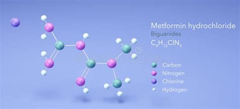 Metformin Hydrochloride Molecule Molecular Structures Biguanides 3d Model Structural