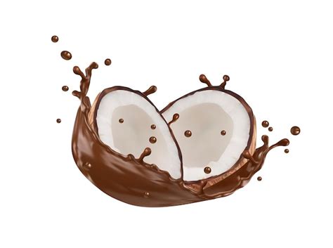 Premium Vector Realistic Coconut And Chocolate Milk Swirl Splash Flow