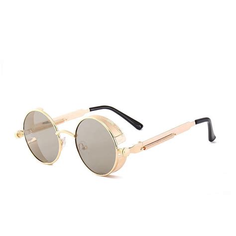 Wekity Vintage Steampunk Retro Metal Round Circle Frame Sunglasses