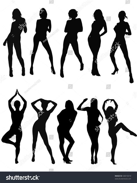 Silhouettes Sexy Girls Vector Illustration เวกเตอร์สต็อก ปลอดค่า