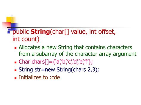 In Java Strings Are Objects That Belong To Class Javalangstring