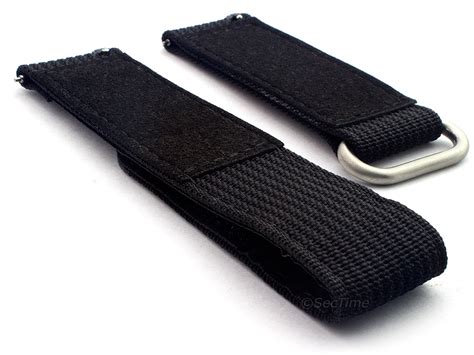 Quick Release Watch Strap Ribbed Nylon Hook And Loop Tp Black 19mm 03ht19ab07