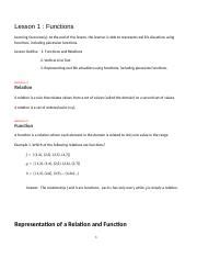 General Mathematics Module For Grade Docx Lesson Functions Learning Outcome S At The