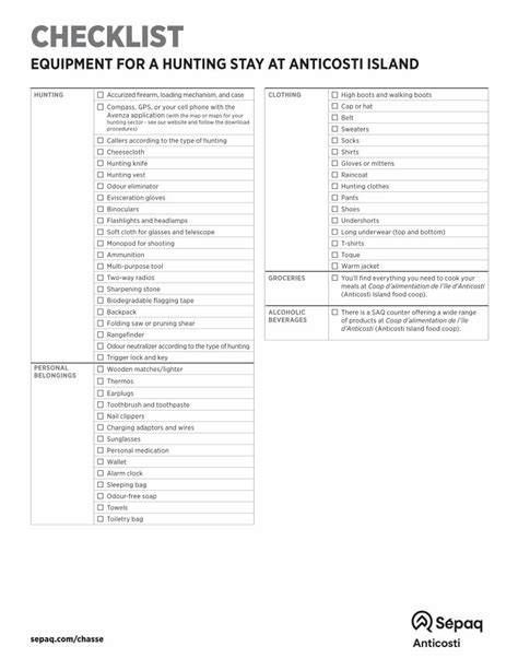 Pdf Checklist · CatÉgorie Équipement Hunting Accurized Firearm
