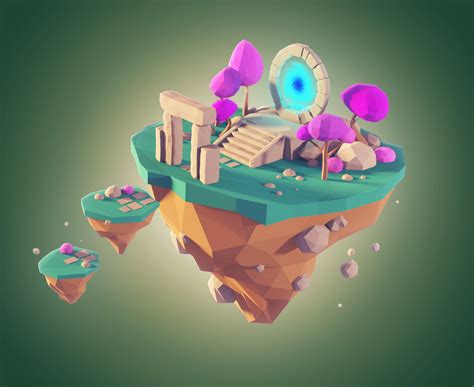 Portal And Low Poly Flying Island BlenderNation