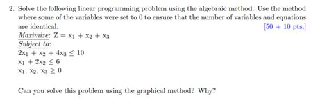 Solved 2 Solve The Following Linear Programming Problem