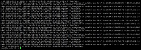 no matching path for withdraw found may be path was not installed into