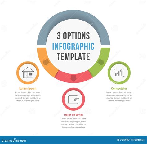 3 Options Infographic Template Stock Vector Illustration Of Line