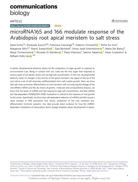 Pdf Microrna165 And 166 Modulate Response Of The Arabidopsis Root