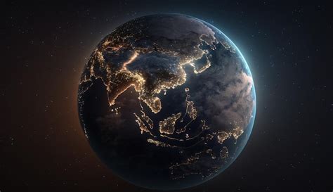 Premium Ai Image Arafed View Of The Earth At Night With Lights Of