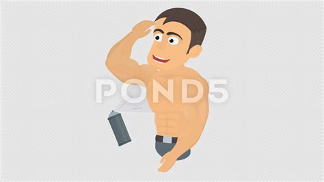 Cartoon Putting On Deodorant