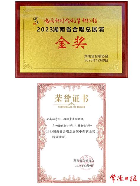 祝贺！湖南幼专附属小学雅润童声合唱团参加省合唱团总展演获金奖