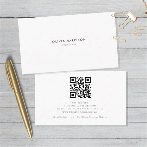 Luxury Minimalist Qr Code Professional Business Card Zazzle