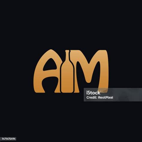 검은 배경에 와인 병 디자인 벡터 그림이 있는 편지 Am 로고 와인 글라스 편지 Am 로고 디자인 와인 회사 브랜딩을 위한 아름다운 로고 디자인 0명에 대한 스톡 벡터 아트