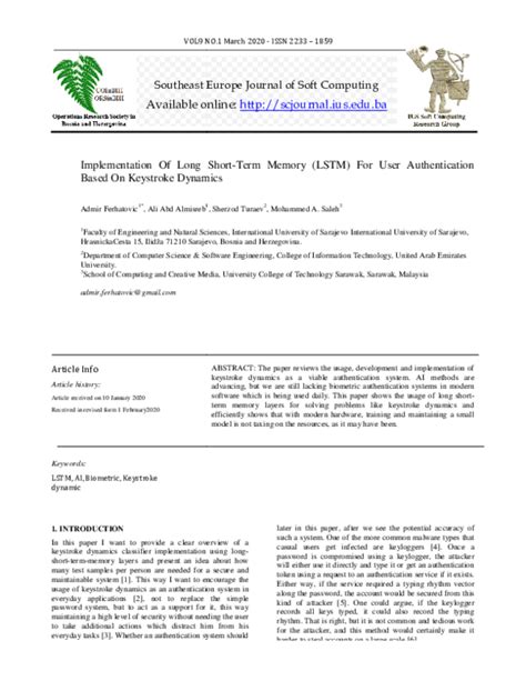 Pdf Implementation Of Long Short Based On Keystroke Dynamics