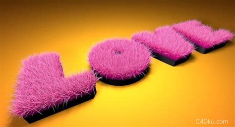 C4d粉红色的毛发细节文字效果3d资源下载 C4d库