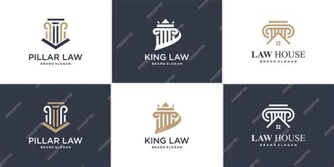Ensemble Déléments De Logo De Loi Avec Un Style Unique Vecteur Premium
