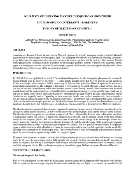 Pdf Four Ways Of Deducting Maxwells Equations From Their Microscopic Counterpart Dokumen Tips