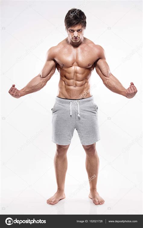 Sexy Athletic Man Showing Muscular Body And Sixpack Abs
