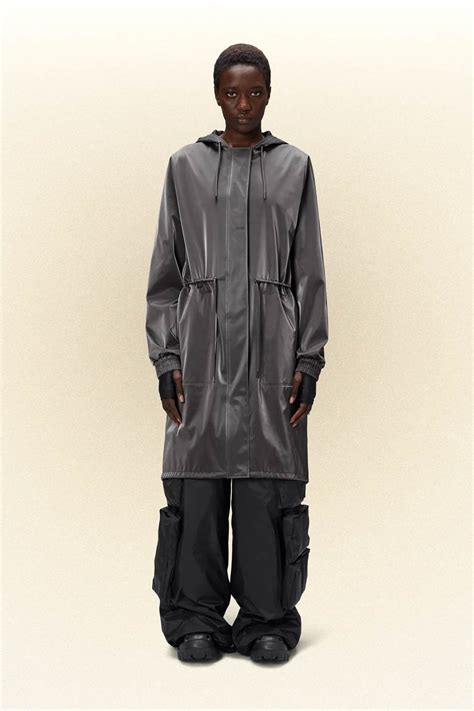 Rains String W Parka Metallic Grey Rococo Boutique Ireland