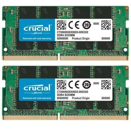 CRUCIAL 16GB DDR4 3200 MHz SO DIMM Single Ranked Module Green Pack Of 2 Tool Home