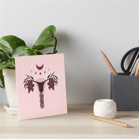 Beauty Female Reproductive System With Flowers Hand Drawn Uterus