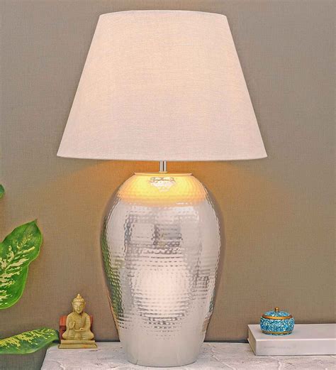 Buy Erika White Cotton Shade Night Lamp With Mild Steal Base By Kapoor LampShades At OFF By