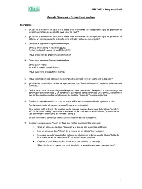 Ejercicios Excepciones Java Pdf Java Lenguaje De Programación