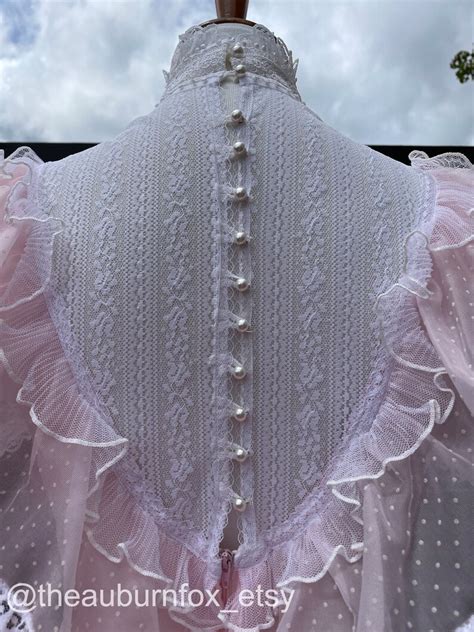 S Gunne Sax Pink Swiss Dot Lace Formal Dress Sz S Etsy
