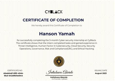 Cybersecurity Internshipcompletion Learningandgrowth Hanson Yamah