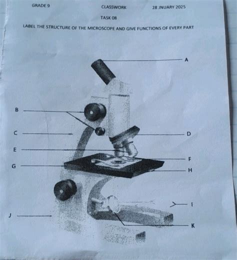 LABEL THE STRUCTURE OF THE MICROSCOPE AND StudyX