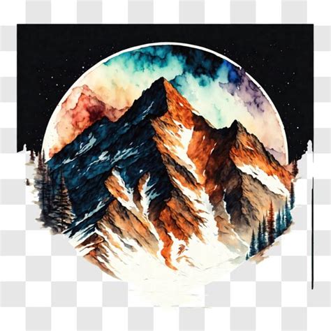 Download Vibrant Mountain Landscape Art Print Png Online Creative Fabrica