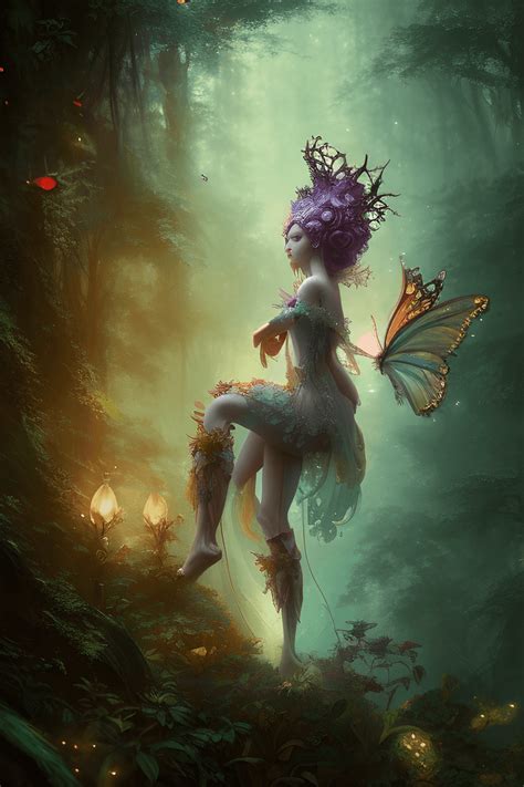 Beautiful Fae Princess In Enchanted Forest Creative Fabrica