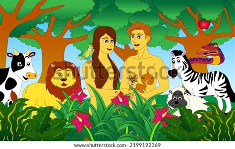 Adam Eve Garden Eden Stock Vector Royalty Free 2199192369 Shutterstock