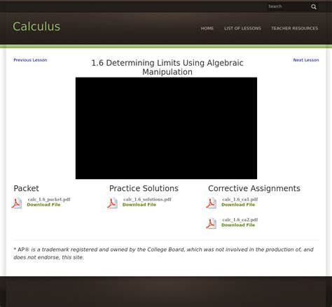 ap calculus ab unit 1 limits and continuity unit module lesson planet