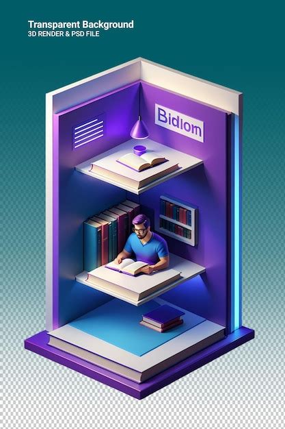 Bibliothèque D illustrations Psd 3d Isolée Sur Un Fond Transparent