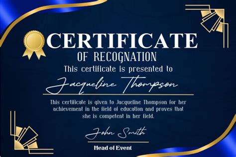 Plantilla De Certificate Of Recognation Postermywall