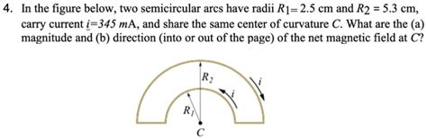 In The Figure Below Two Semicircular Arcs Have Radii R Cm And R Cm Carry Current I Ma