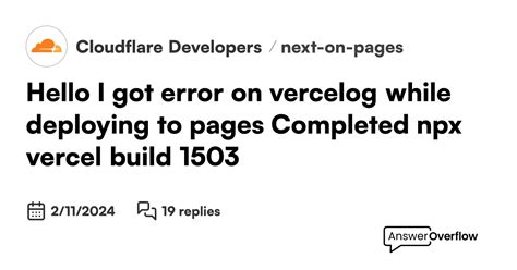Hello I Got Error On Vercelog While Deploying To Pages `⚡️ Completed