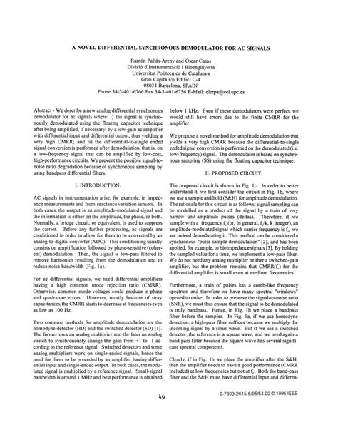 Pdf A Novel Differential Synchronous Demodulator For Ac Signals