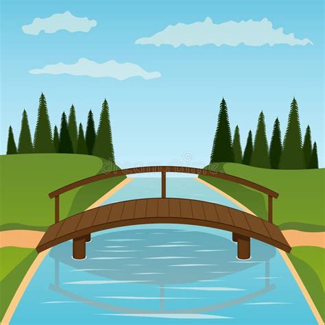 Ponte De Madeira Pequena Ilustração Do Vetor Ilustração De Exterior